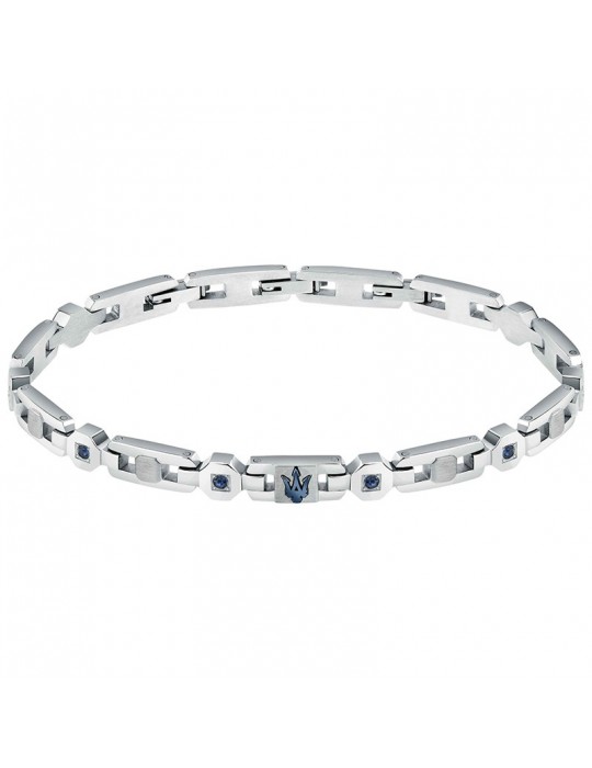 Maserati Bracelet - Iconic - Steel-Trident-Blue Crystals-JM423AVD15