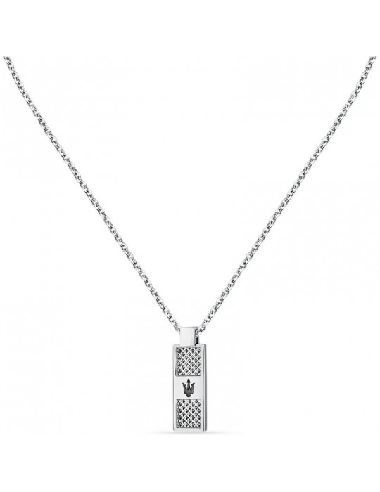 Maserati Necklace - Iconic - Steel - Pendant - Black PVD Logo - JM423AVD20