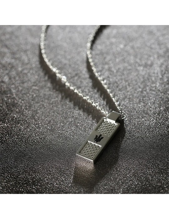 Maserati Necklace - Iconic - Steel - Pendant - Black PVD Logo - JM423AVD20