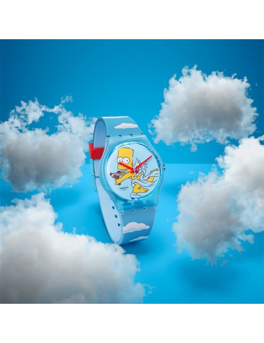 Orologio Swatch - Angel Bart -34mm-Azzurro-Bart Cupido-Nuvole-SO28Z115