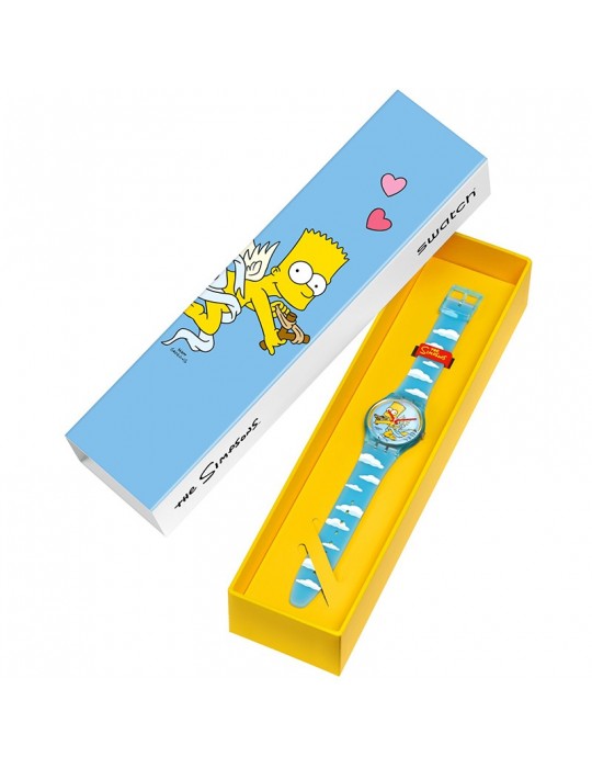 Orologio Swatch - Angel Bart -34mm-Azzurro-Bart Cupido-Nuvole-SO28Z115