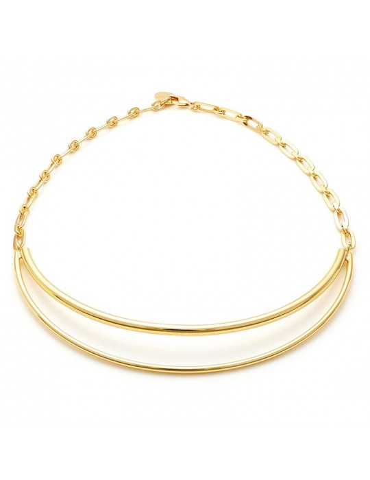 Unoaerre Necklace - Line - Gilded Bronze - Double Rigid Wire -EXH5494G